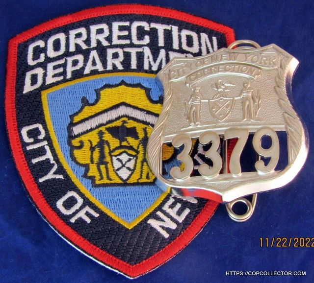 NEW YORK CITY DEPARTMENT OF CORRECTIONS OFFICER SHIELD WITH MATCHING SHOULDER PATCH